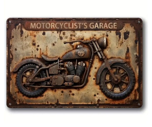 Tin sign - Motorcyclist Garage – Blades and Outdoor